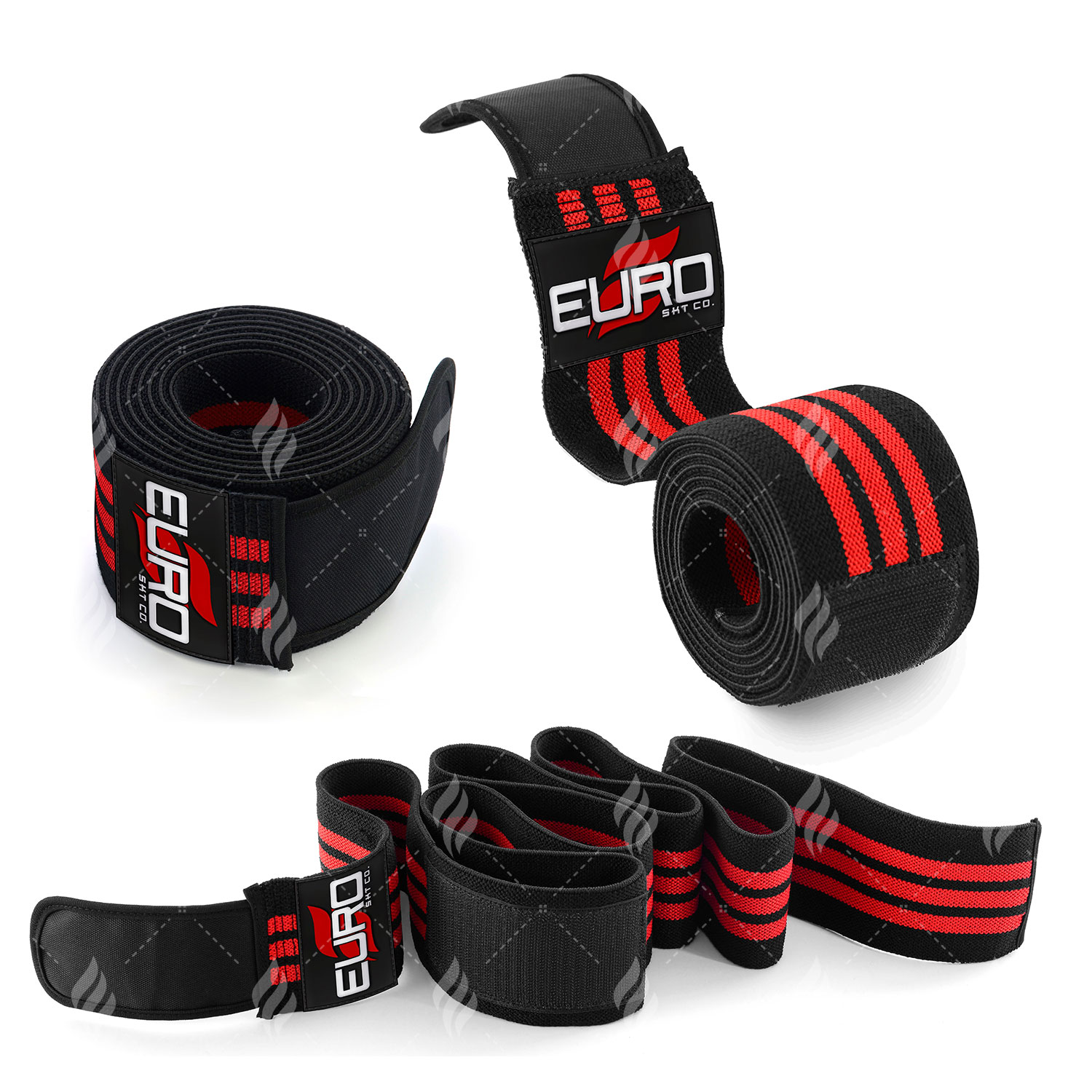 Solid Red Three Strips Knee Wrap – Gym Essentials