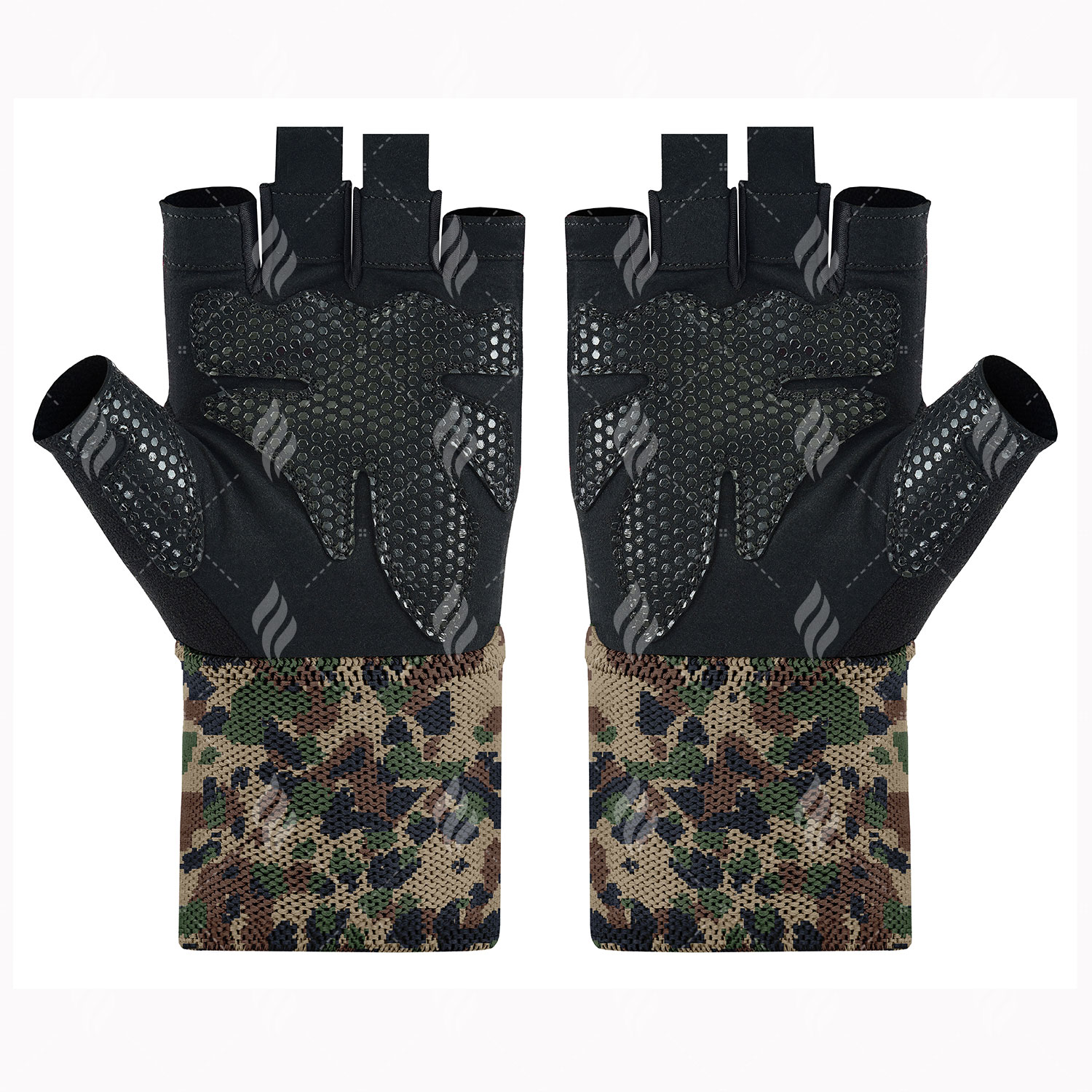 Khaki Back Ventilated Workout Gloves Printed – Gym Essentials