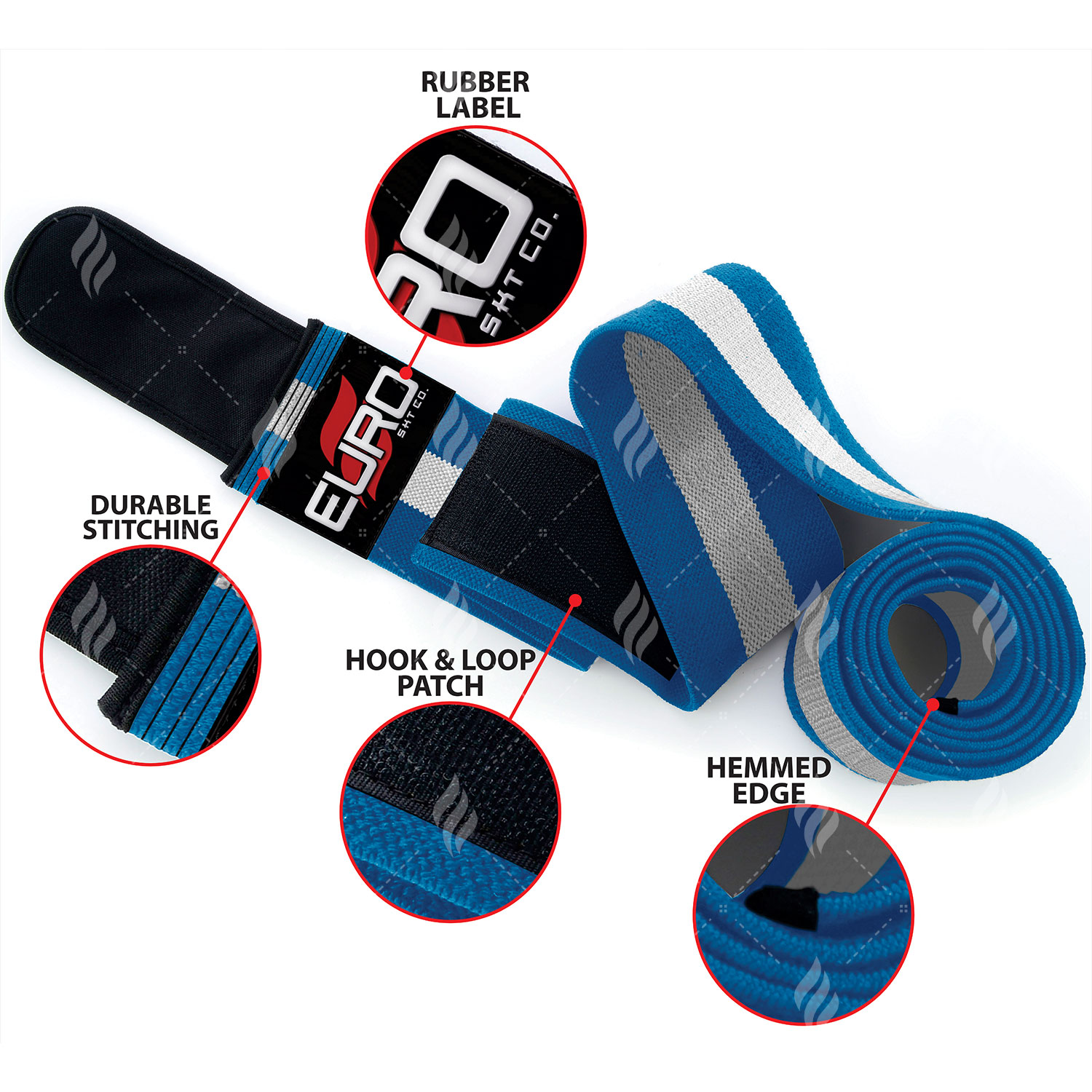 Solid Blue Base One Bold Strip Knee Wrap – Gym Essentials